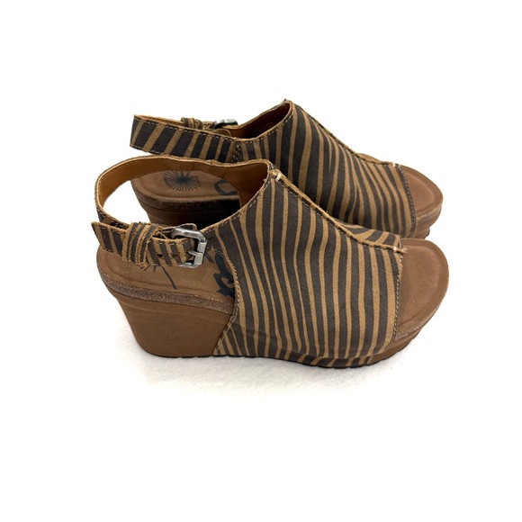 OTBT | Shoes | Otbt Womens Jaunt Wedge Tan Stripe Animal Print Leather ...